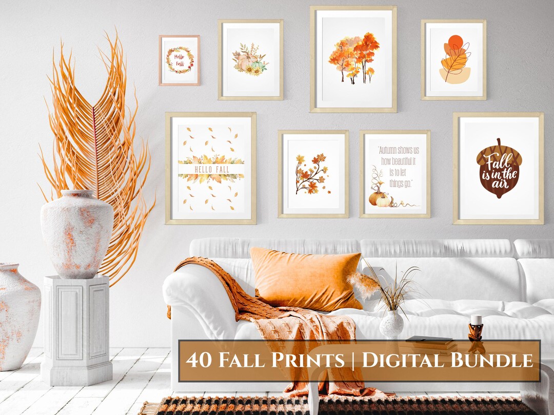 Autumn Poster Bundle | 40 Fall Wall Art Prints | Boho Fall Gallery Wall ...