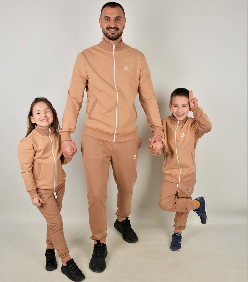 Father Son Daughter Sport Outfits Beige Nude Father Son Etsy
