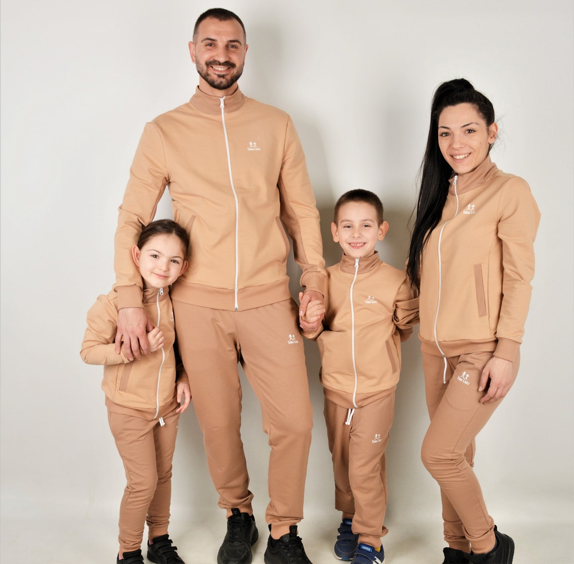 Father Son Daughter Sport Outfits Beige Nude Father Son Etsy