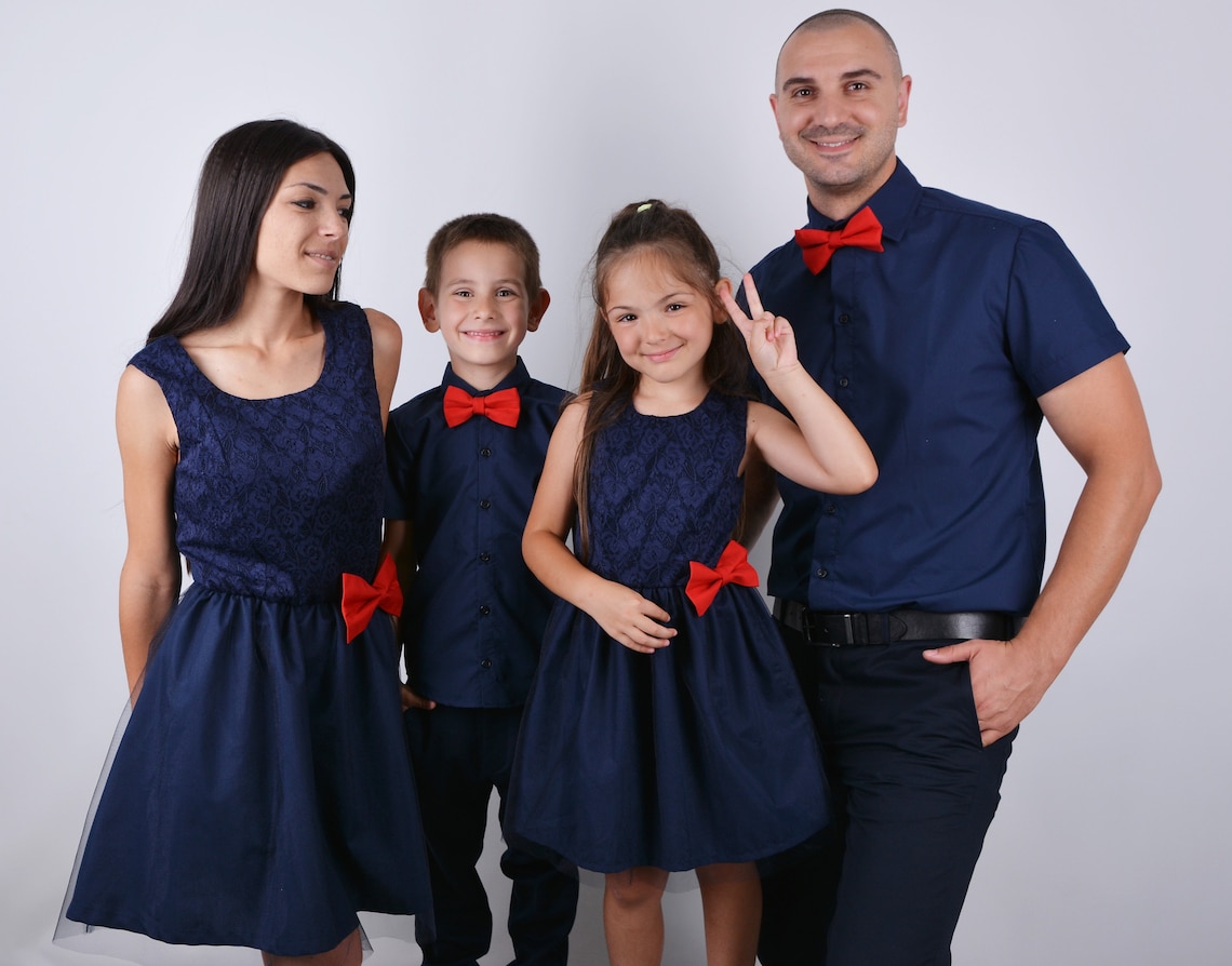Family Matching Navy Blue Formal Outfits Navy Blue Button | Etsy