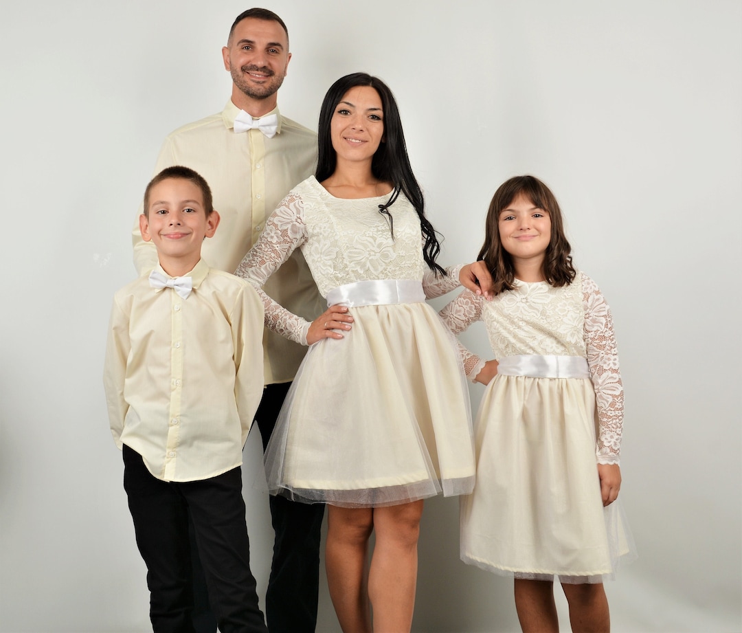 Family Matching Outfits, Mommy and Me Ecru Tulle Dresses, Matching ...