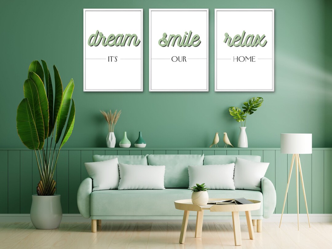 Custom Color Wall Art, Sage Green Minimalist Home Decor, Set of 3 ...