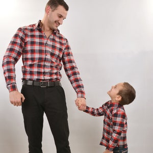 Father Daughter Son Matching Red Plaid Shirts, Daddy and Me Flannel ...