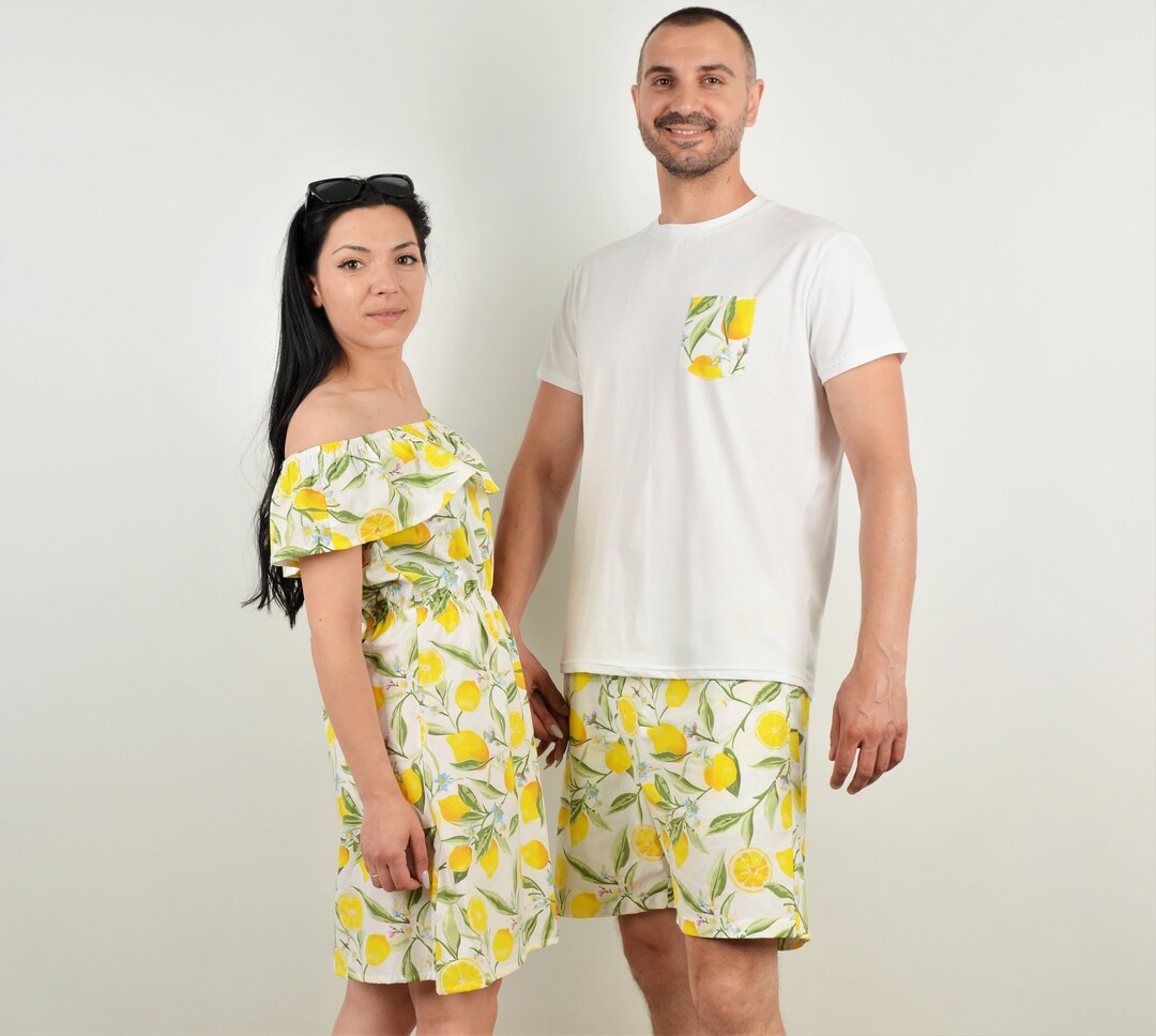 Matching Couple Outfits Lemon Print, His and Hers Outfit Yellow ...