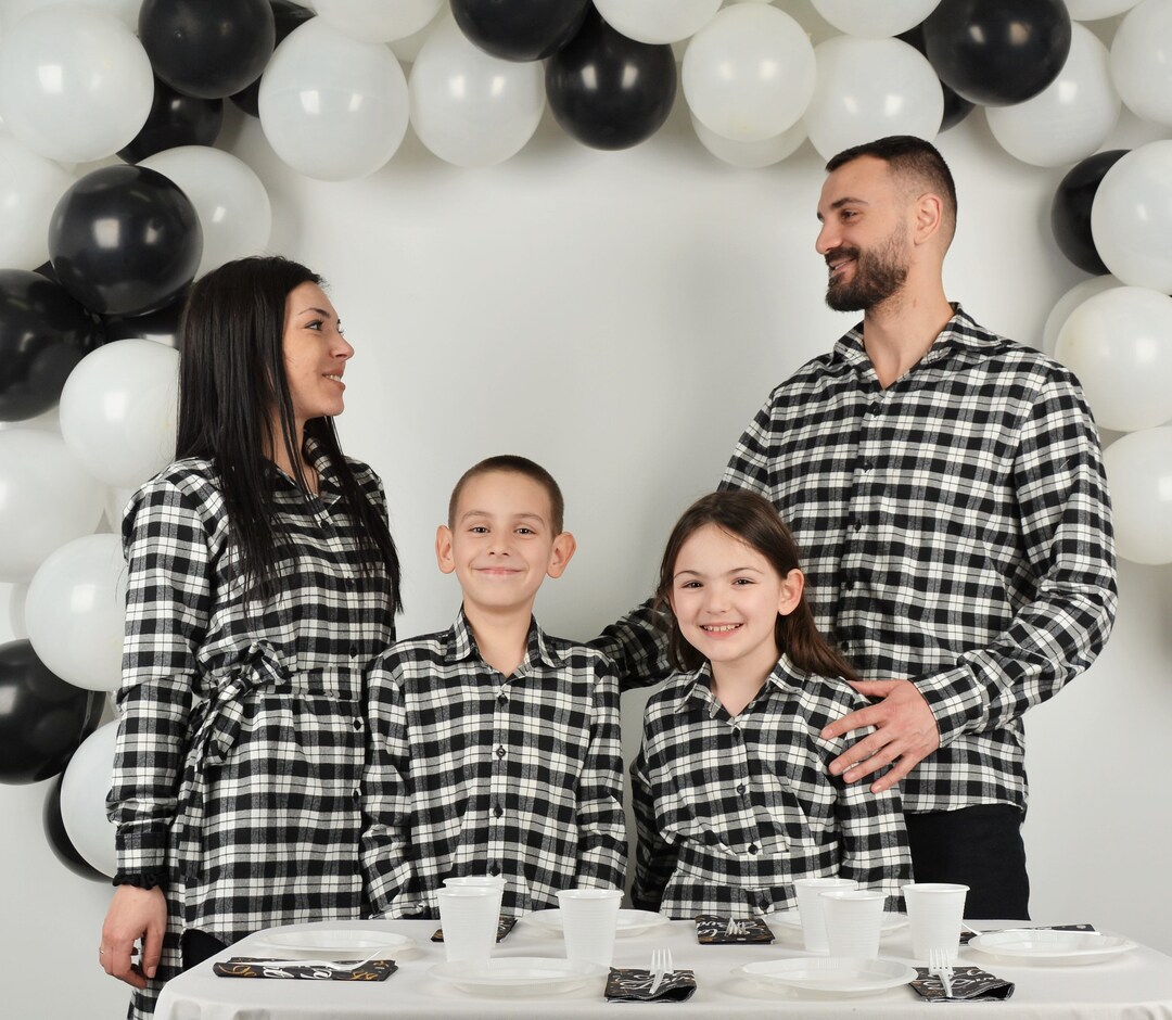 Matching Family Plaid Shirts, Matching Flannel Shirts, Black & White ...