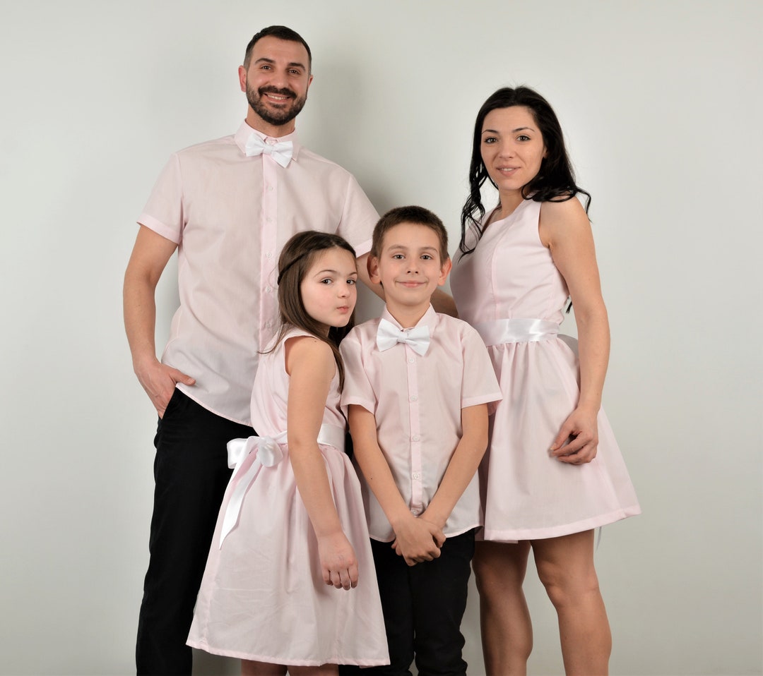 Family Matching Elegant Outfits, Father and Son Matching Pink Dress ...
