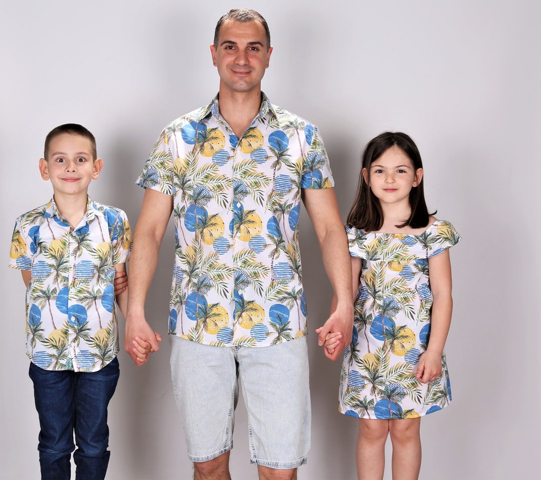 Father Son Matching Hawaiian Shirts, Daddy and Me Dress Shirt, Palms ...