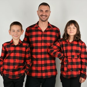 Father Daughter Son Matching Red Plaid Shirts, Daddy and Me Flannel ...