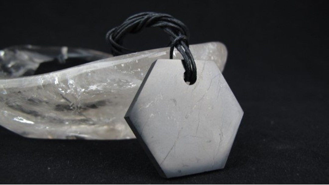 SHUNGITE EMF Shields: Hexagon Pendant, Heart Pendant, Healing Petal ...