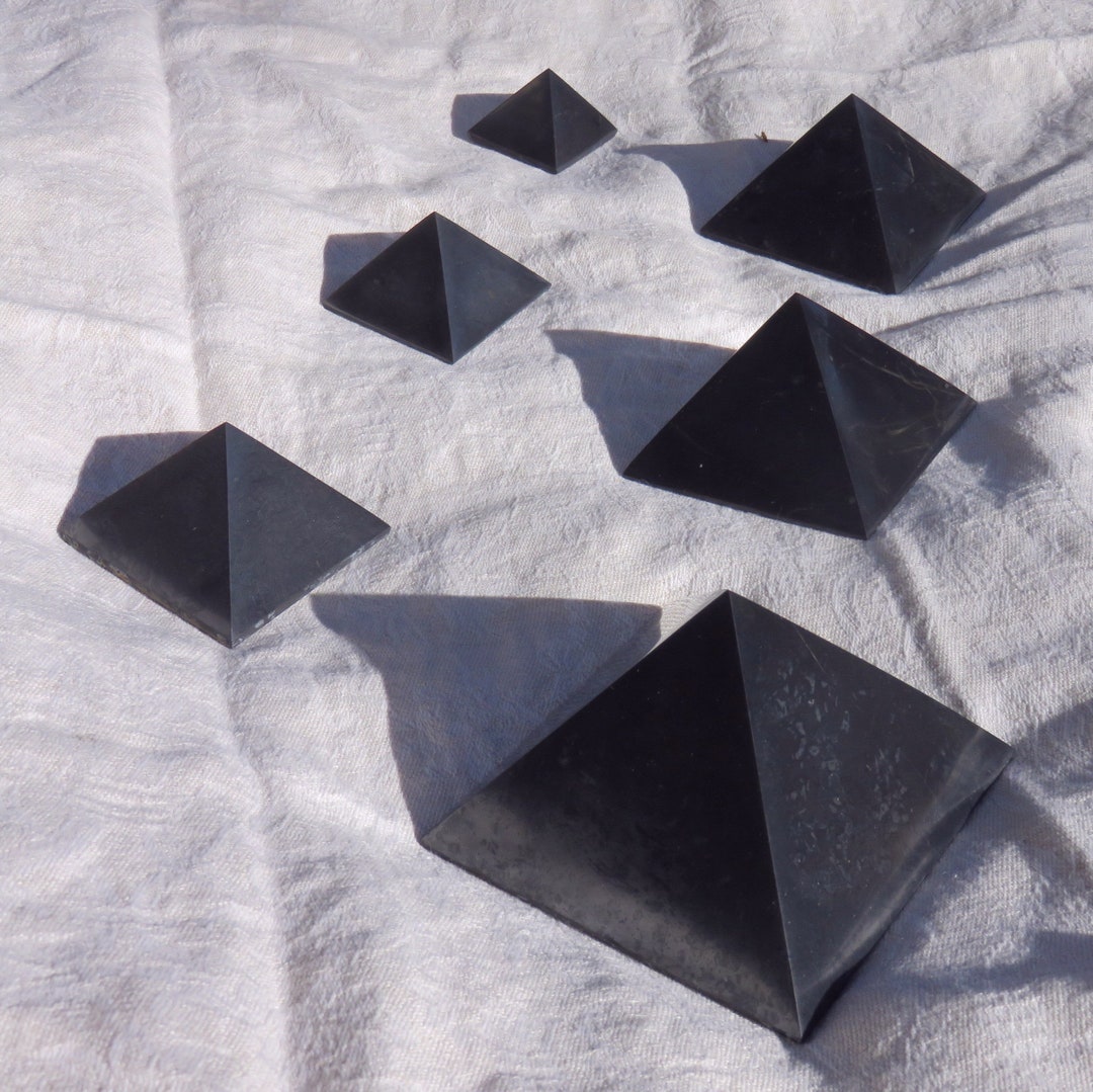 SILVER SHUNGITE Pyramids, Cubes, Spheres: Emf-protection Ready to Ship ...