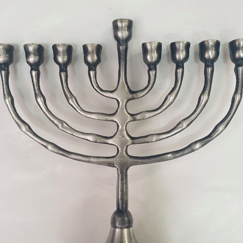 Piuter Small Compact Menorah for Hanokka | Etsy