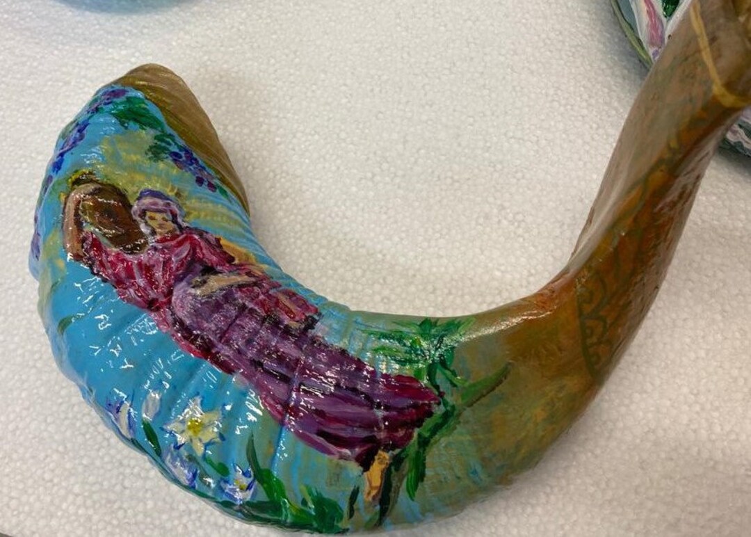 Hand Painted Rams Horn From Israel Miriam's Design Bag - Etsy Finland