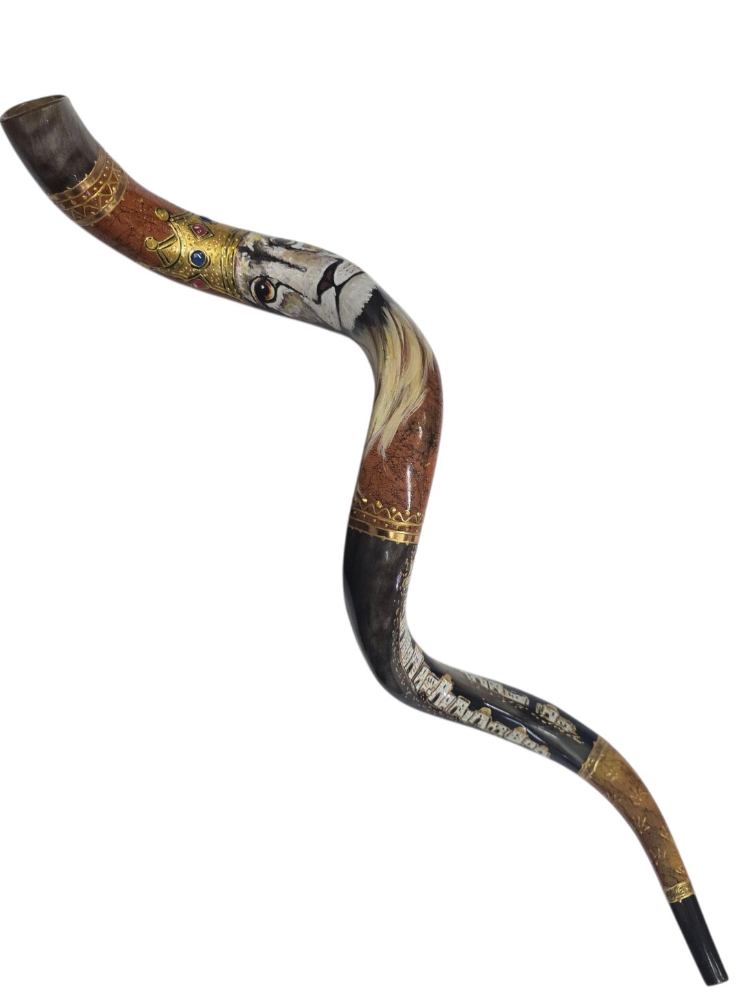 Hand Painted Lion of Judeah- Brown Background Shofar + Set - Etsy