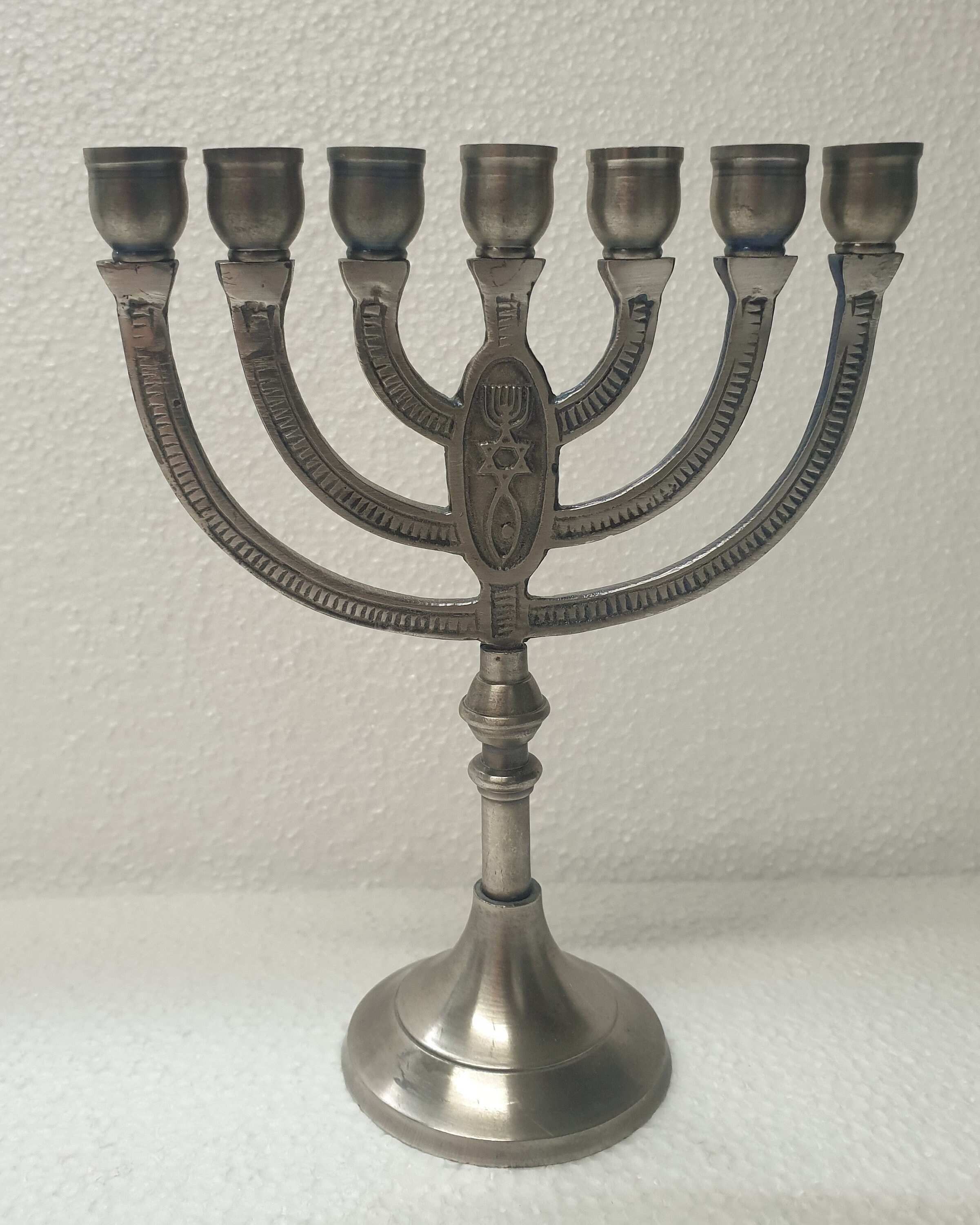 Piuter Small Seven Branches Menorah With Graftitin Symble - Etsy UK