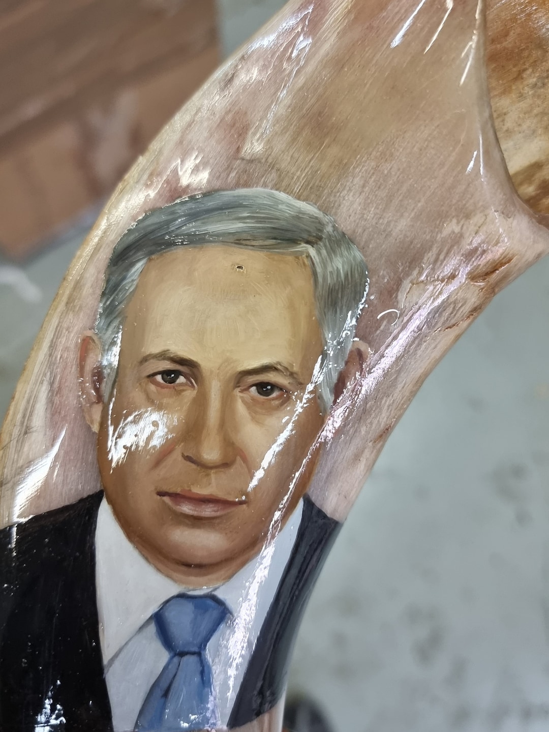 Protrsit Hand Painted Kodu Shofar Made by an Israeli Artist Tato + Bag ...