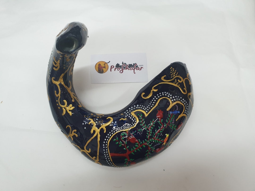 Pintado a mano Ram Horn Shofar Hamsa y Granada - Etsy España