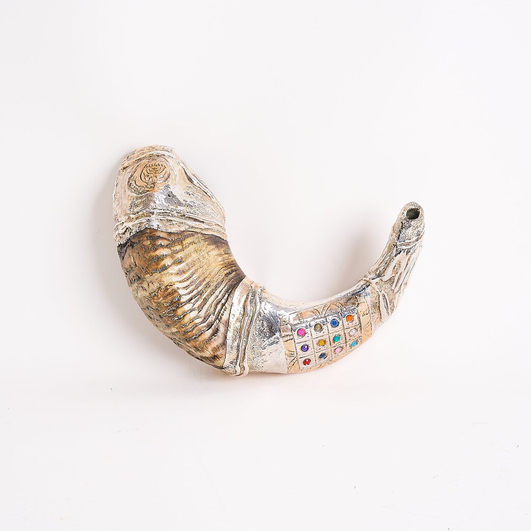 Silver on a Jericho Ram's Horn Shofar With Choshen Model - Etsy