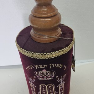 Elegant Rolled Tora Book, Velvet Covered and Embroided Incloud Tora ...