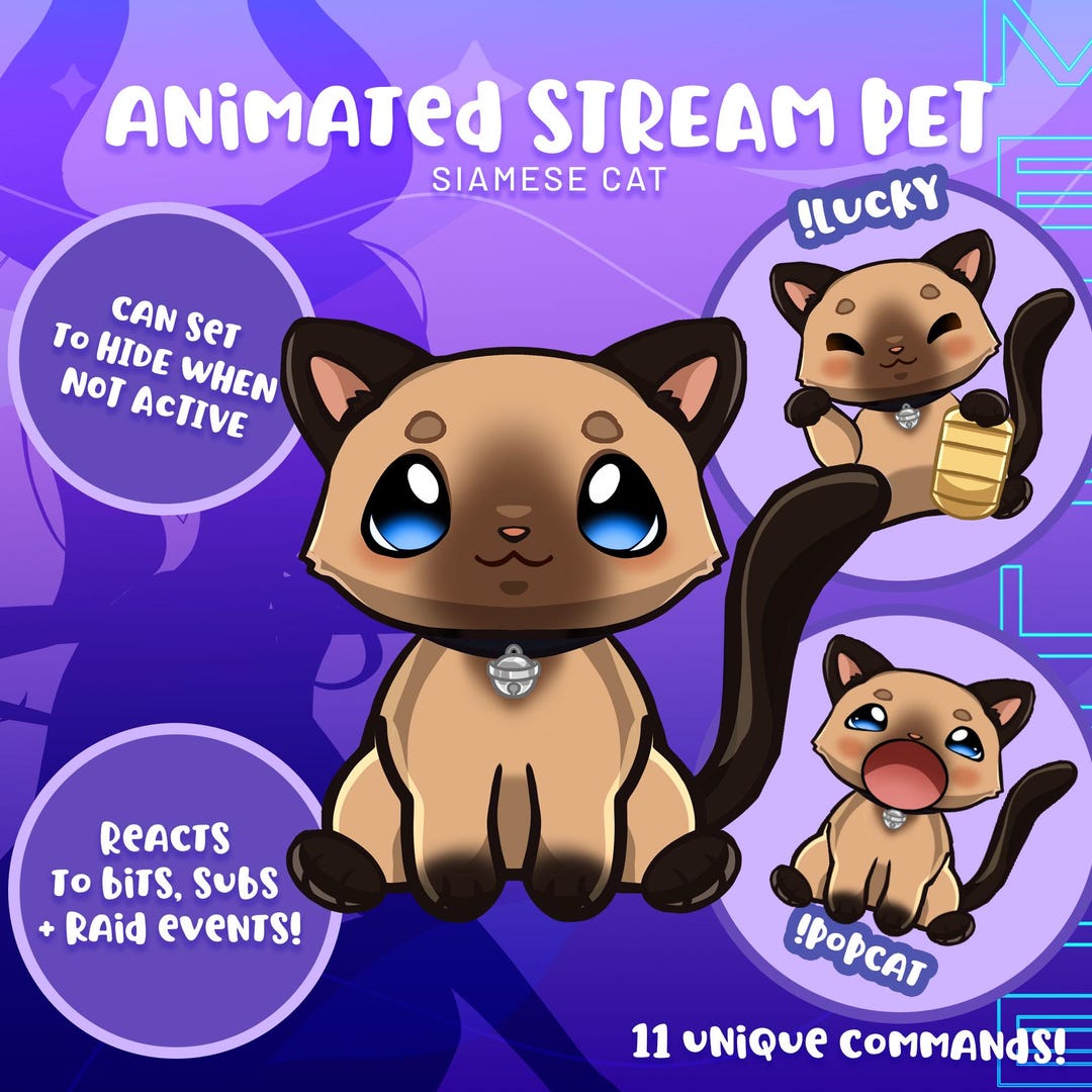 Interactive Siamese Cat Twitch Stream Pet Overlay - Etsy