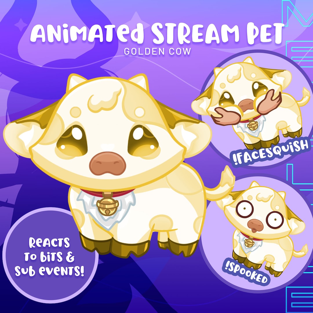 Interactive Golden Cow Stream Pet: Chat Reactions, Greetings, Subs ...