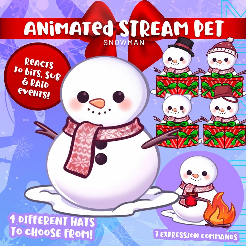 Interactive Snowman Festive Holidays Stream Pet Christmas Overlay - Etsy