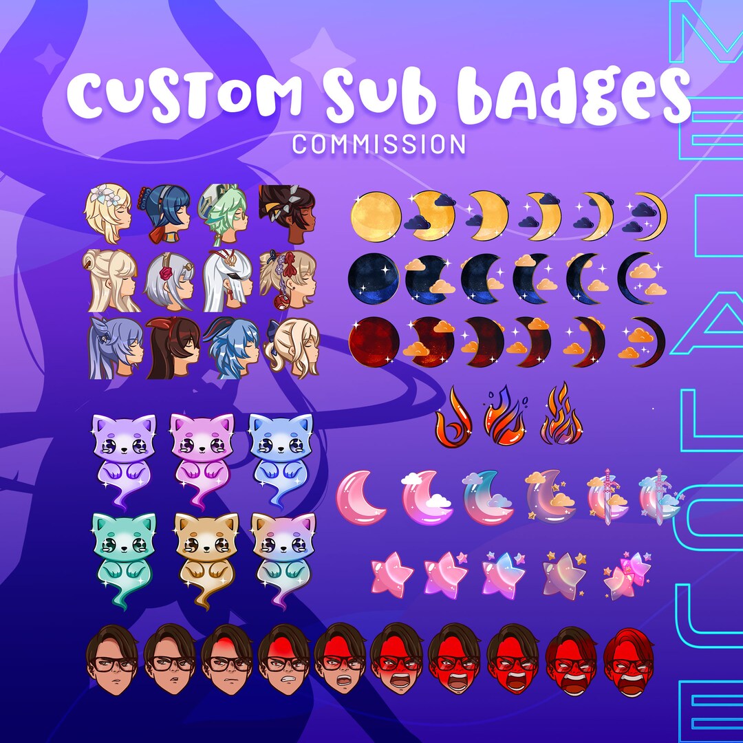 Custom Sub Badges for Twitch Streamers Streaming Anime Cute Cool - Etsy
