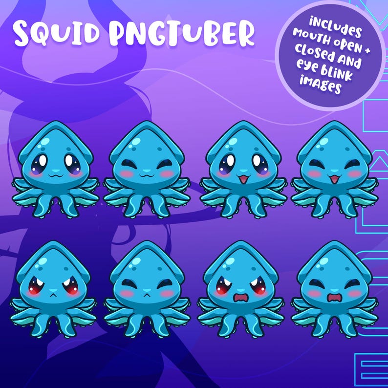 Squid Pngtuber Model - Etsy