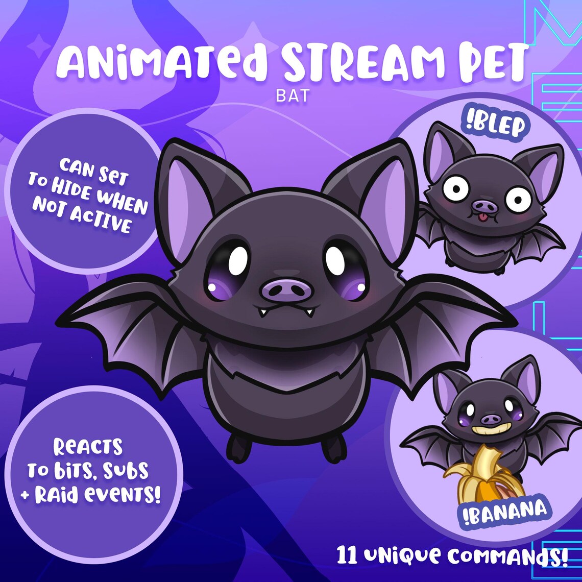 Interactive Bat Twitch Stream Pet Overlay - Etsy