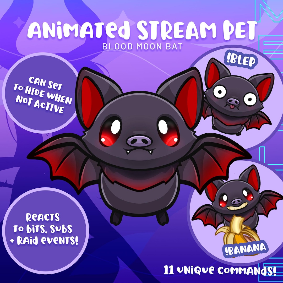 Interactive Twitch Blood Moon Bat Stream Pet - Etsy