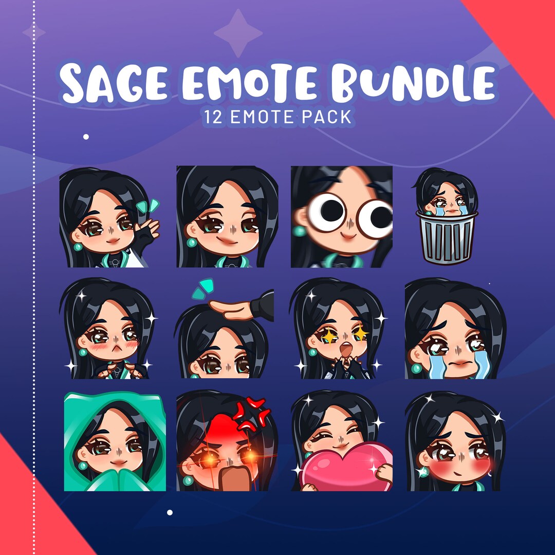 Sage Valorant Inspired 12 Emotes Bundle for Streamers Stream Twitch ...