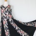 Vintage STARINA Pastel Pink & Black Rose Floral Print Maxi Godet Dress ...