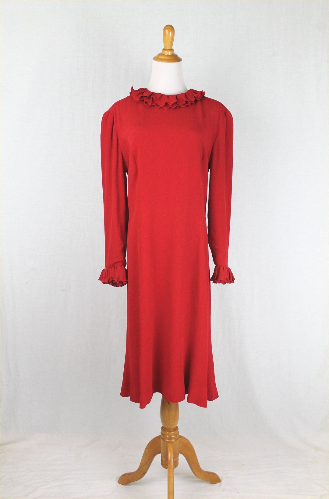 DAVID HAYES Nancy Reagan Red Crepe Ruffled Dress 1983 Size 10 Medium - Etsy