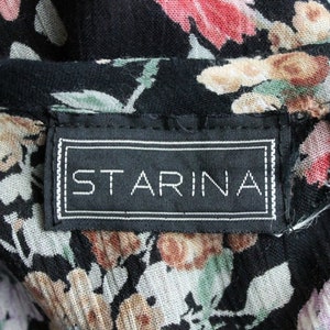 Vintage STARINA Pastel Pink & Black Rose Floral Print Maxi Godet Dress ...