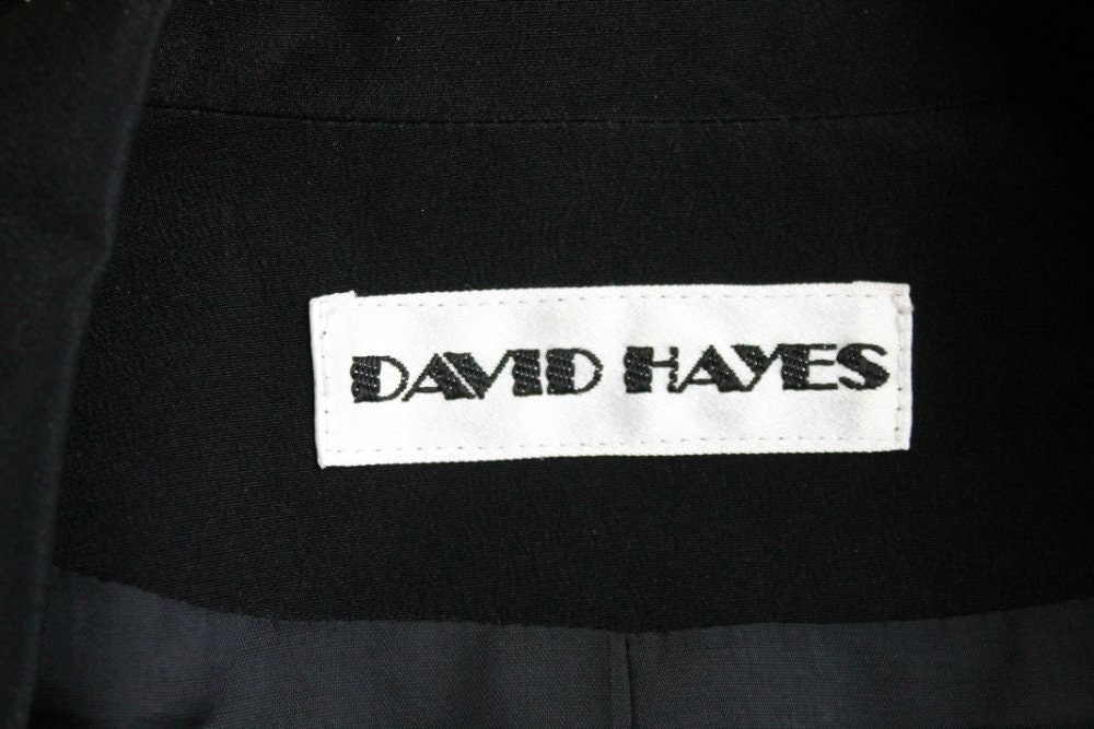 Vintage DAVID HAYES Black & White Silk Suit Pleated Skirt Ensemble Size ...