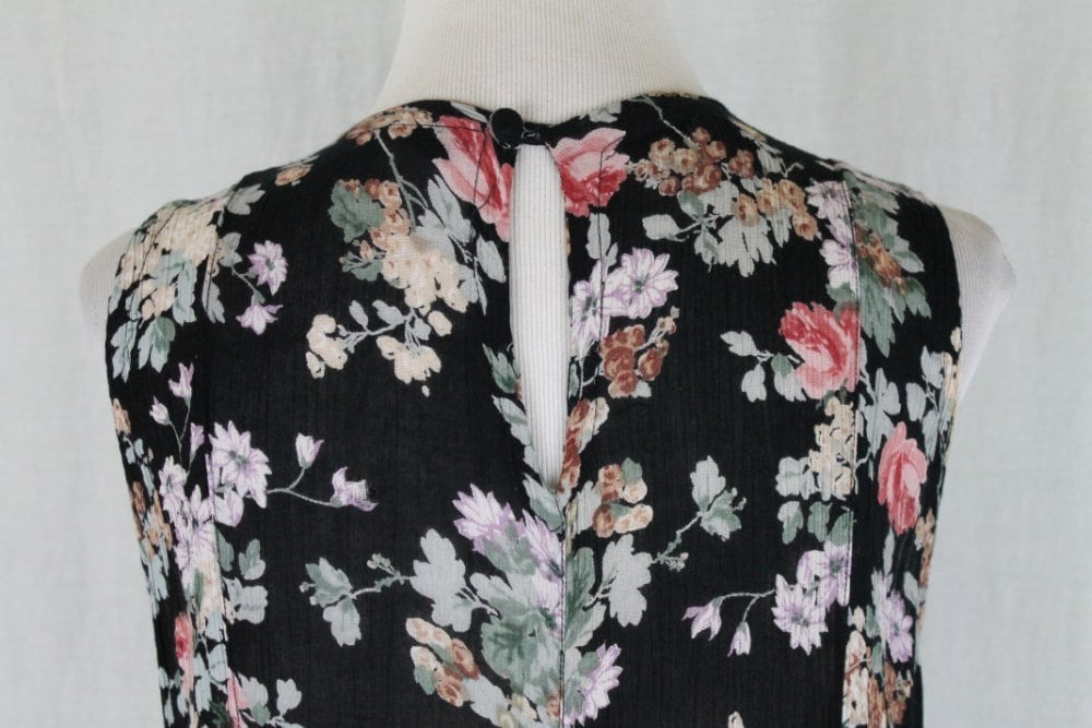 Vintage STARINA Pastel Pink & Black Rose Floral Print Maxi Godet Dress ...