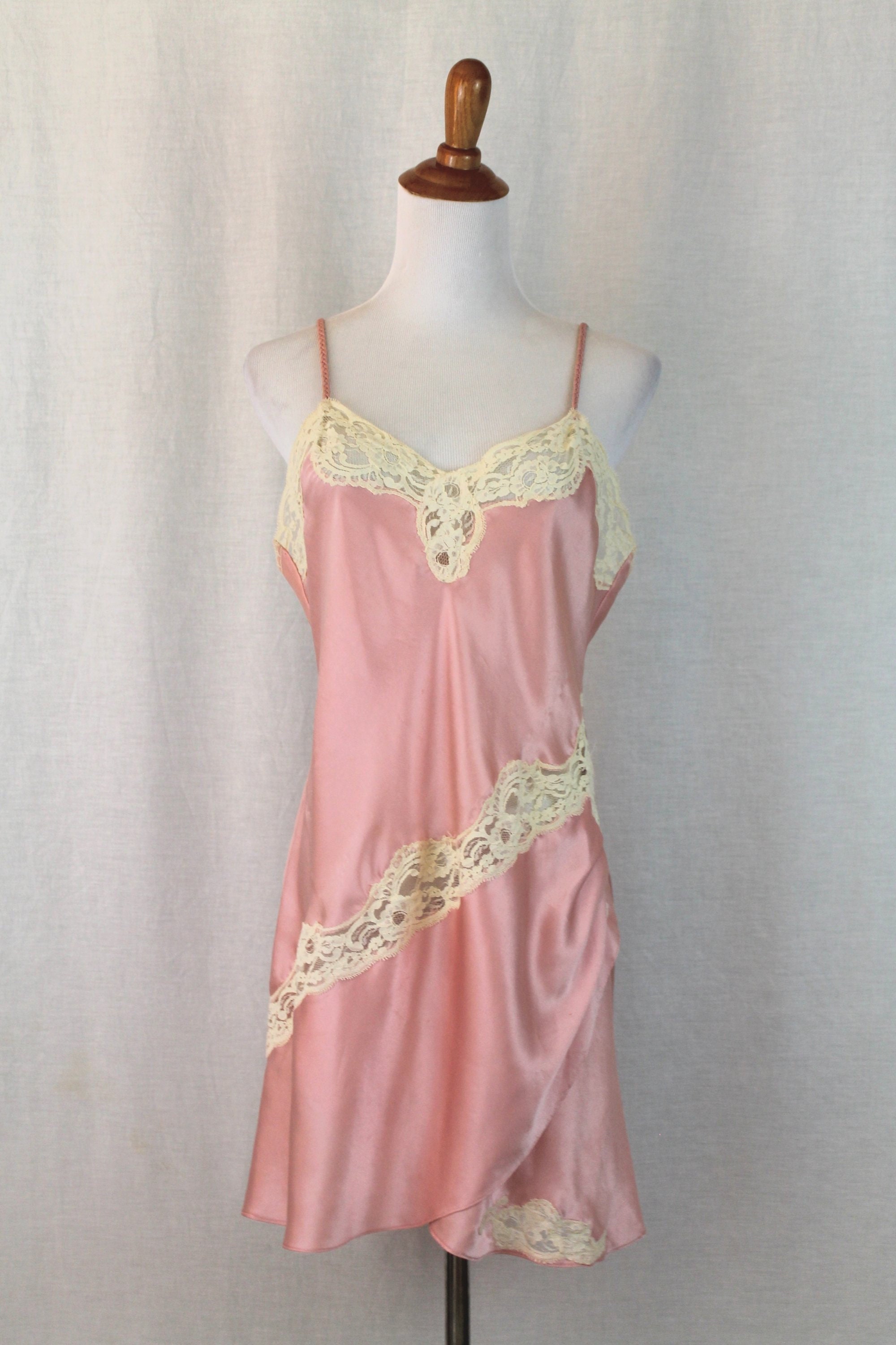 Vintage Victoria's Secret Gold Label Pink Satin and Rose - Etsy