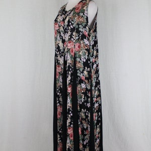 Vintage STARINA Pastel Pink & Black Rose Floral Print Maxi Godet Dress ...