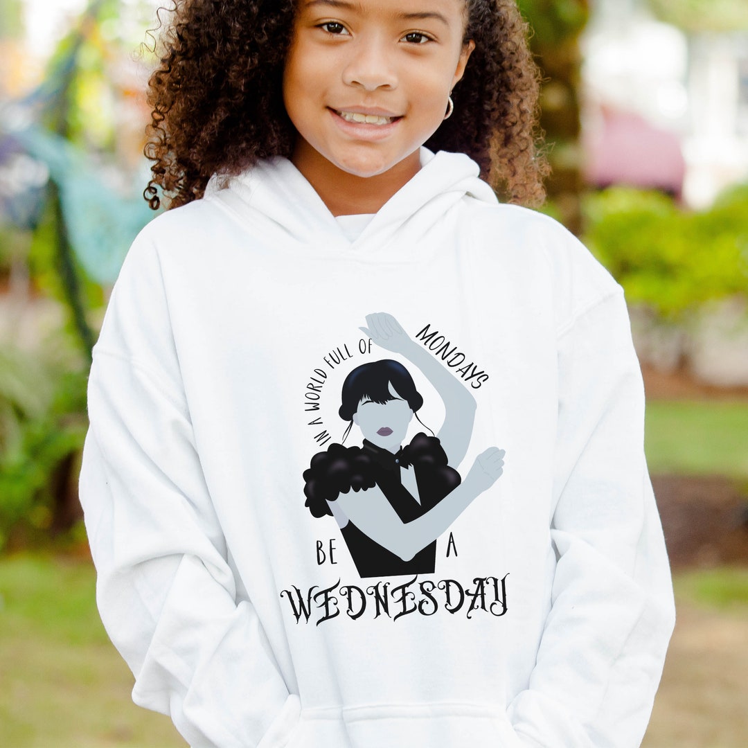YOUTH Wednesday Addams Full of Mondays Addams Family Hooded Sweatshirt ...