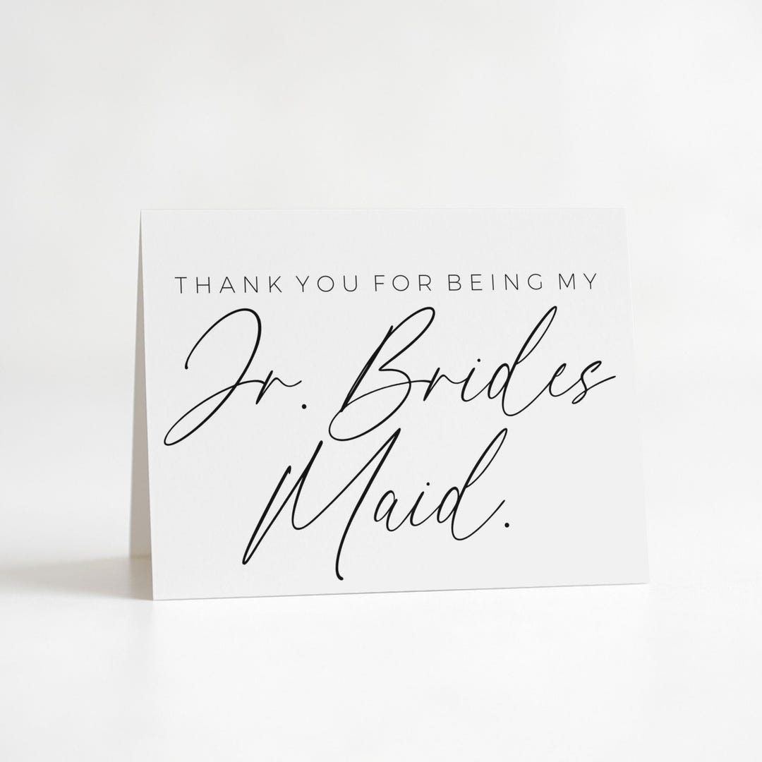 Thank You for Being My Jr Bridesmaid Card | Wedding Day Thank You Card ...