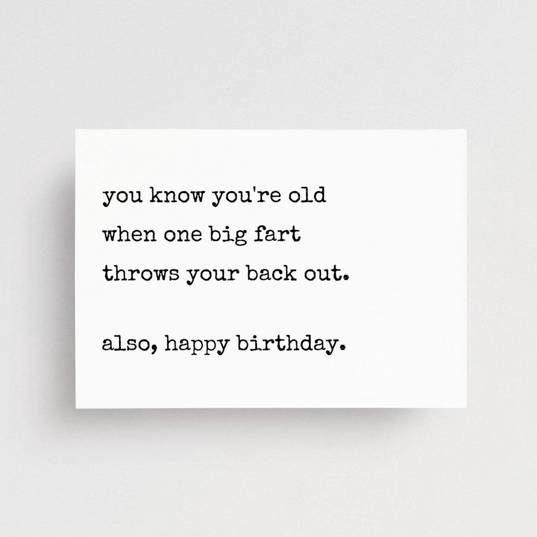 Funny Birthday Card | Getting Old Fart Joke | Crude Humor Greeting ...
