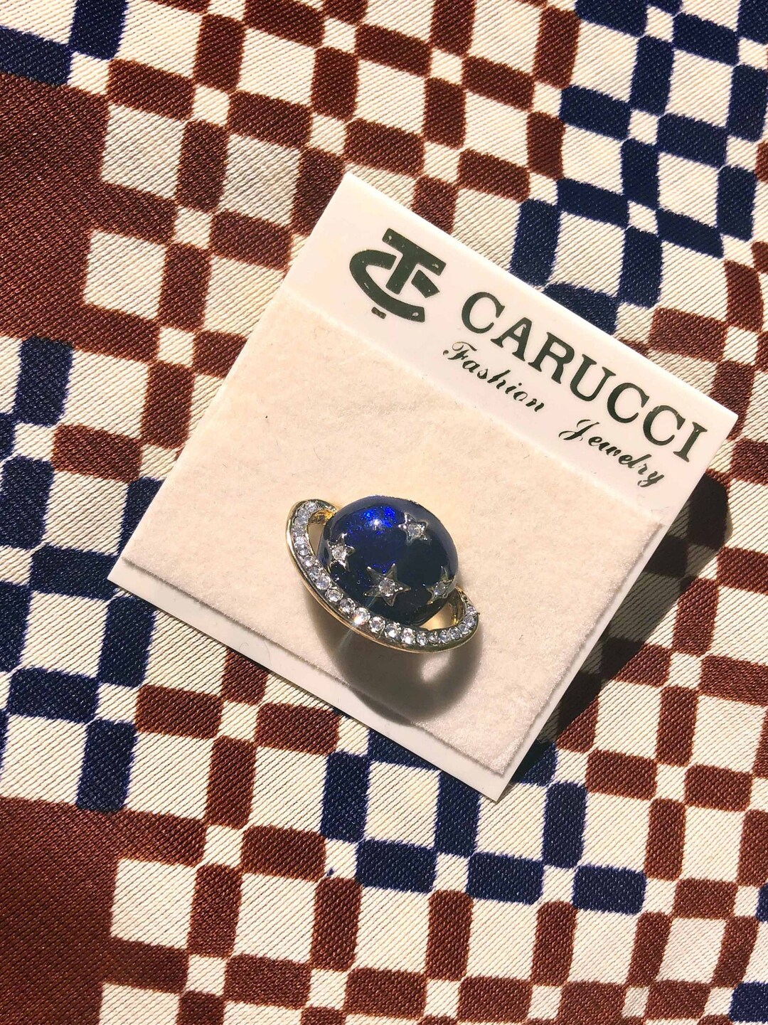 1980s-1990s NOS Blue Lacquered SATURN & Stars Rhinestone Pin - Etsy