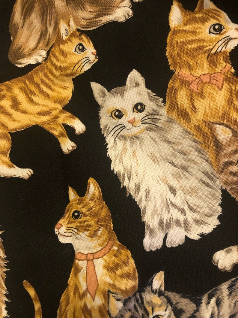1990s Betsy's CATS All Over KITTEN KITTIES Printed Black Pinafore With ...