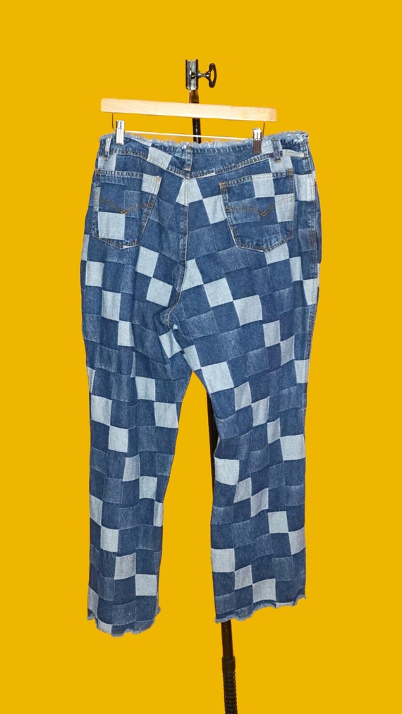1990s-Y2K ZOEY BETH PLUS Patchwork Style Frayed Denim… - Gem