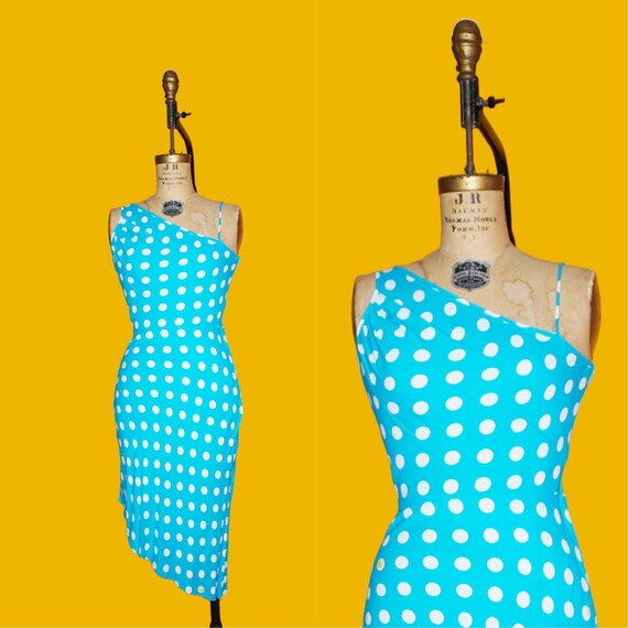 1990s-Y2K SELECTIONS ASYMMETRICAL One Shoulder Polka … - Gem