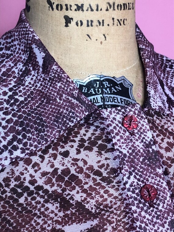 1990s-Y2K BEBE Mesh Semi Sheer See Through 3/4 Sleeve… - Gem