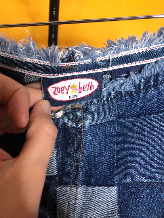 1990s-Y2K ZOEY BETH PLUS Patchwork Style Frayed Denim… - Gem