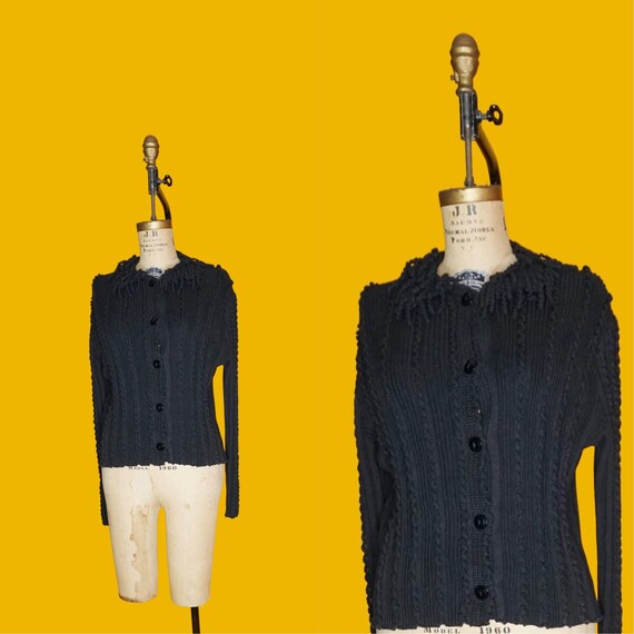 1990s 1998 MICHAEL SIMON NY New York Black Ribbed Kni… - Gem