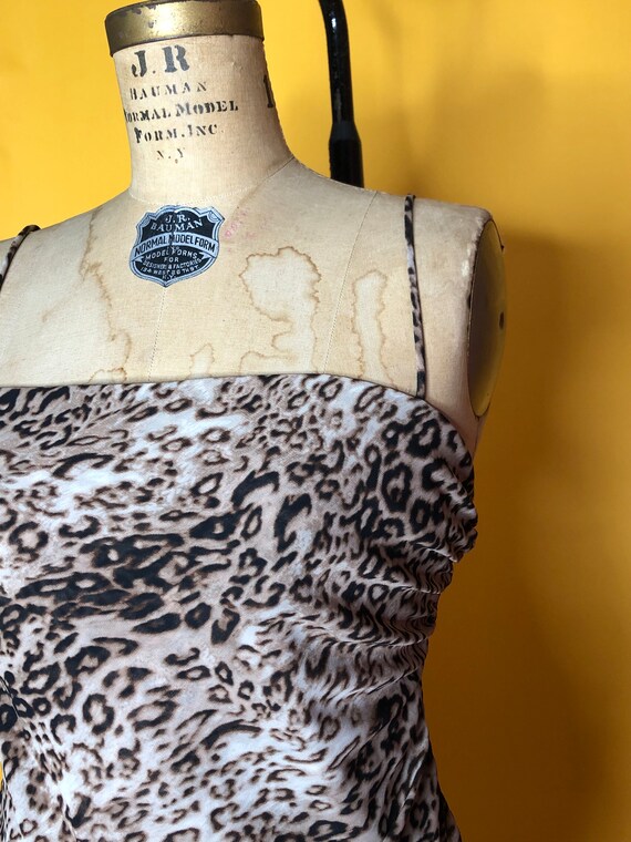1990s-Y2K ONYX NITE LEOPARD Animal Print Formal Sleev… - Gem