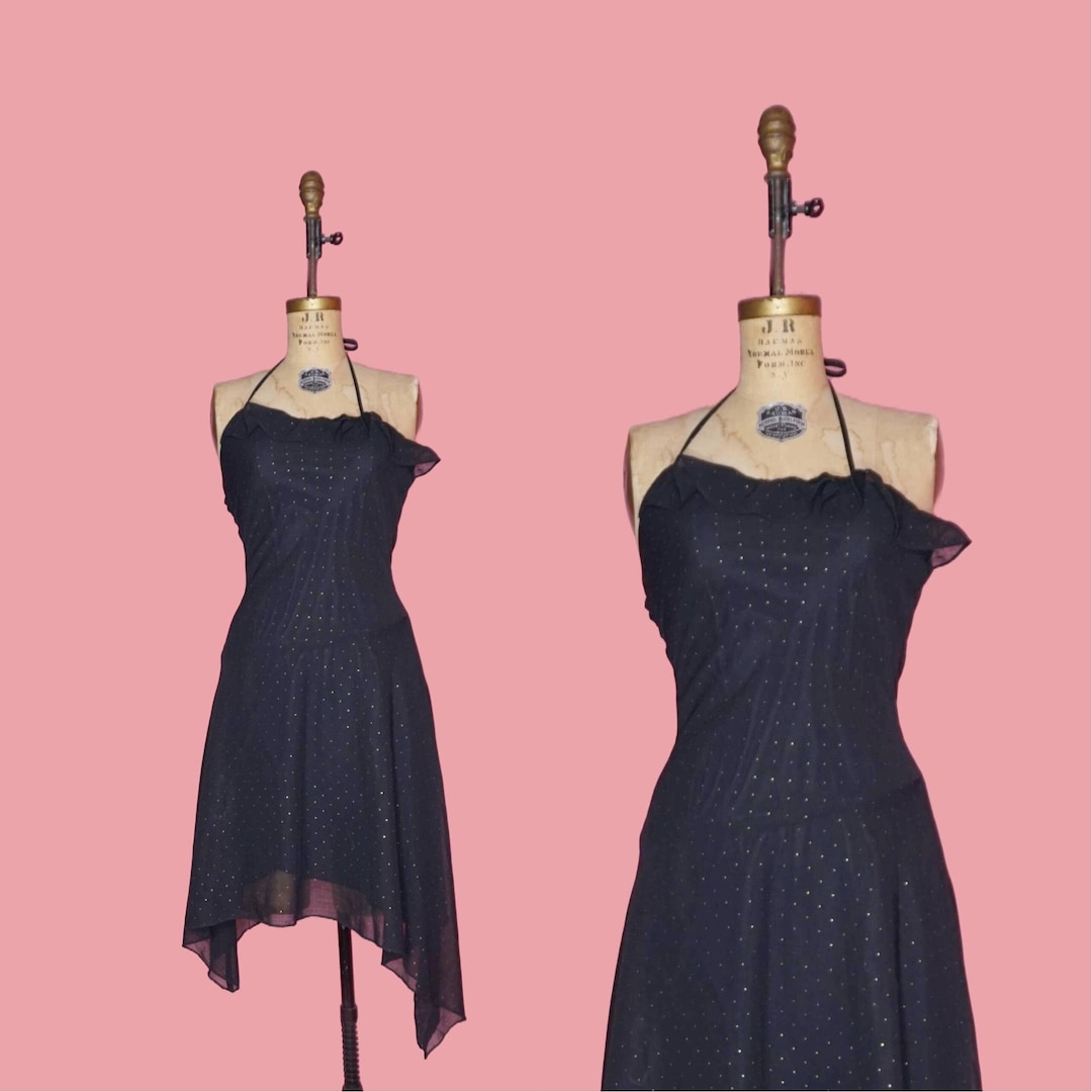 Y2K NICO ASHLEY ASYMMETRICAL. Black Glitter. Sparkle. Metallic. Dot ...