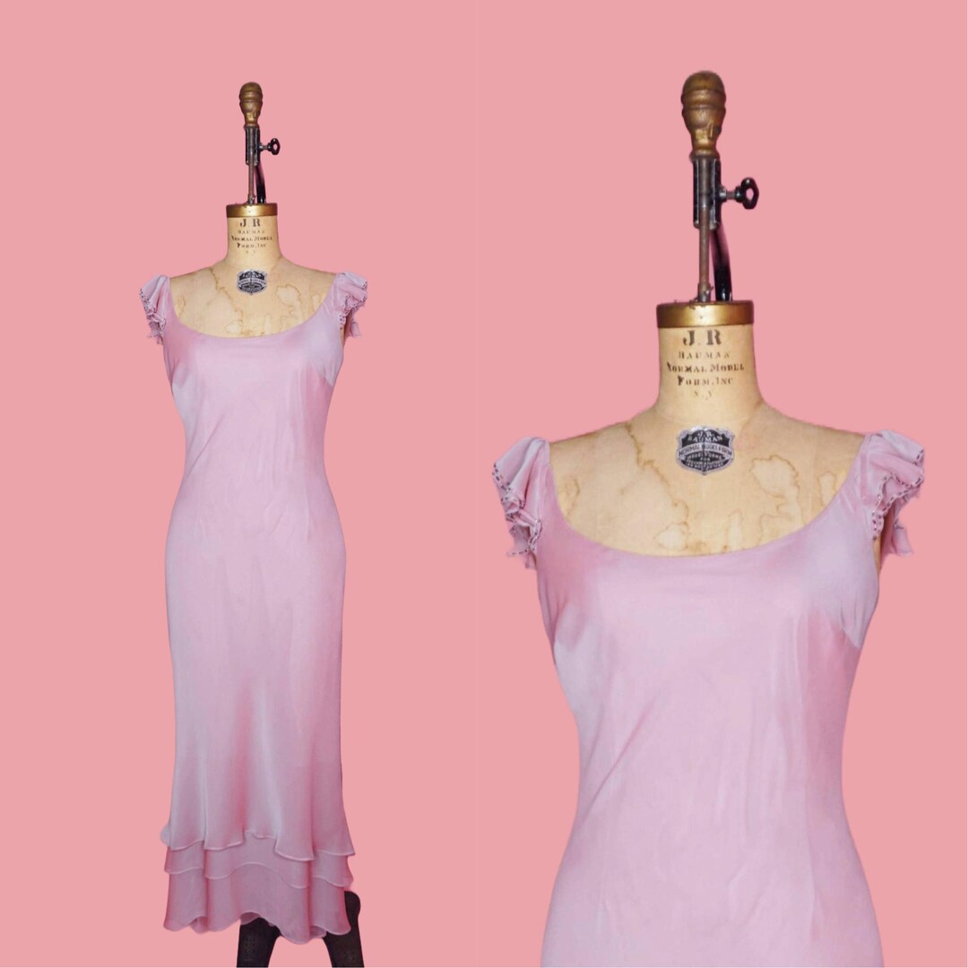 1990s-y2k JS SIGNATURE Purple and Pink IRIDESCENT Ruffle, Flowy, Tiered ...